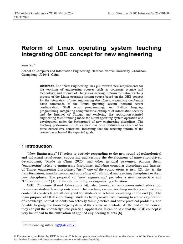 Reform of Linux Operating System Teaching Integrat | PDF | File Transfer Protocol | Computer File