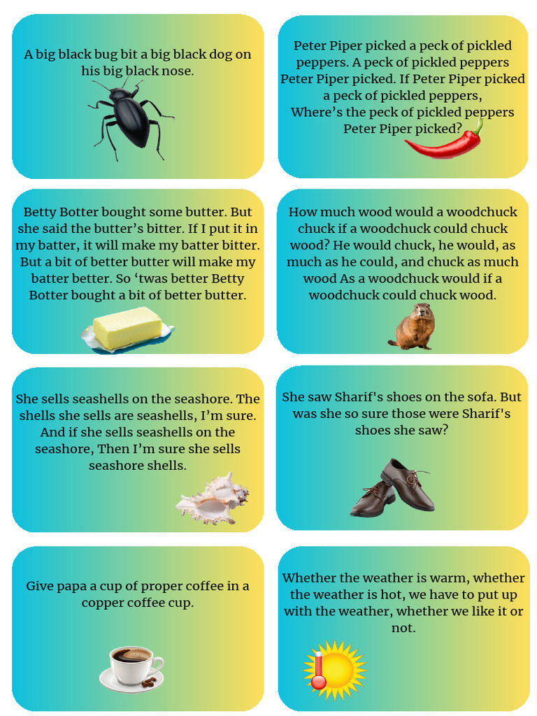 Tongue Twisters | PDF