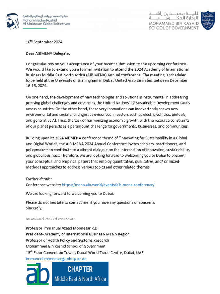 AIB MENA 2024 Invitation | PDF