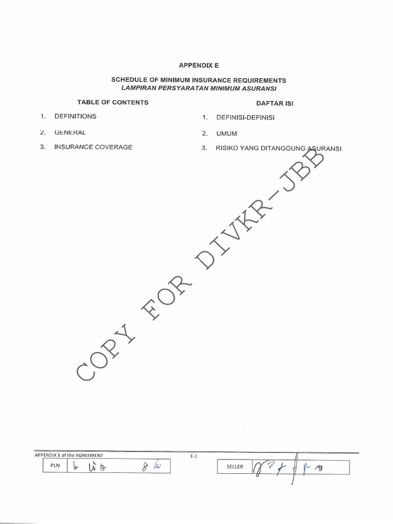 Appendix E - Schedule of Minumum Insurance Requirements | PDF