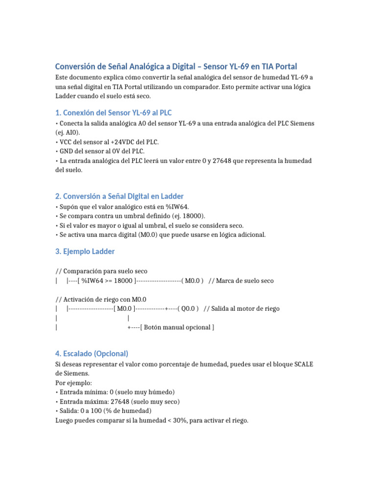 Conversión YL-69 a Digital en TIA Portal | PDF