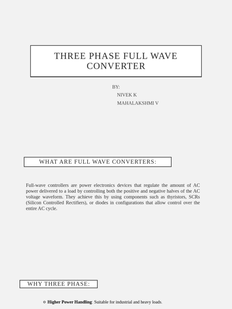 Three Phase Full Wave Converter | PDF