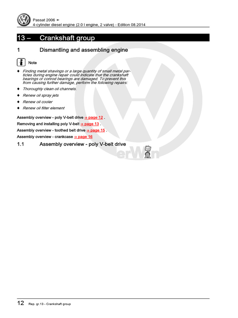 Engine Dismantling Guide for Passat 2006 | PDF | Belt (Mechanical ...