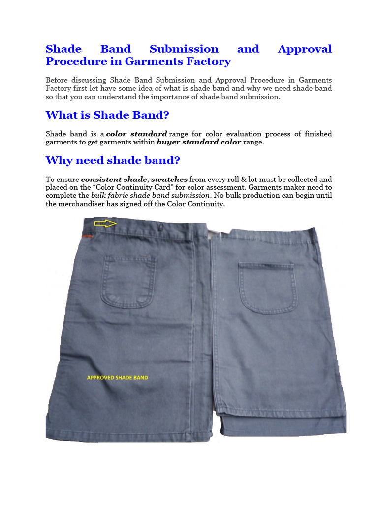 Shade Band Submission and Approval Procedure in Garments Factory | PDF ...
