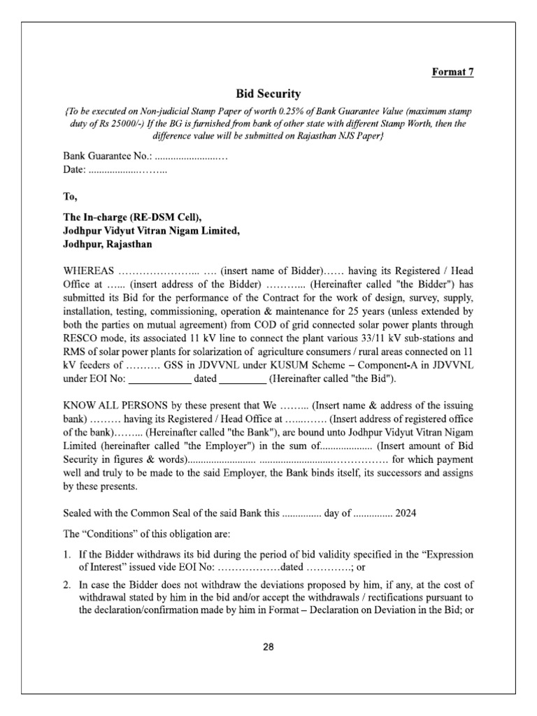 Format 7 Bid Security | PDF