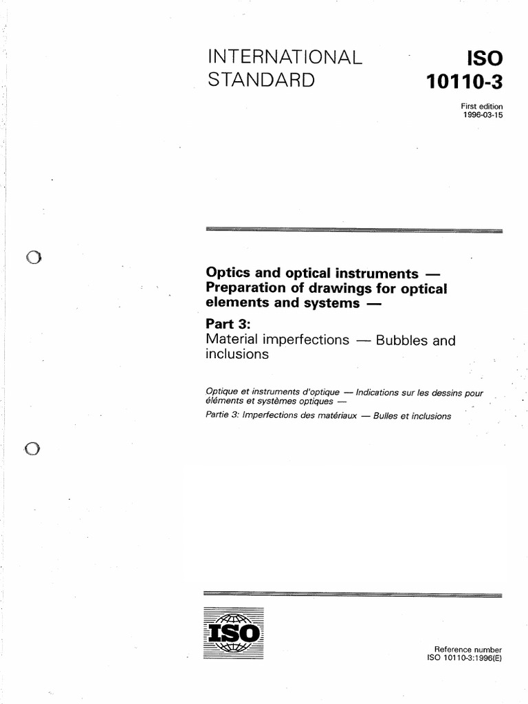 ISO 10110-3 - Material Imperfections - Bubbles and Inclusions | PDF