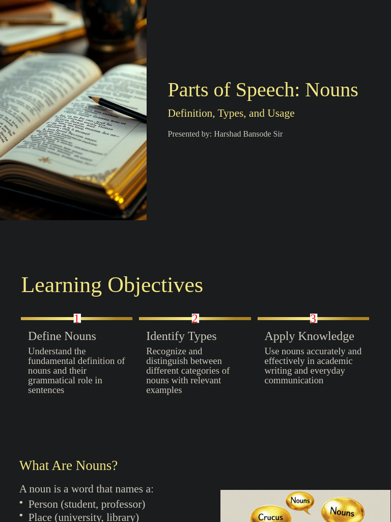 Understanding Nouns: Types and Usage | PDF | Noun | Grammatical Number