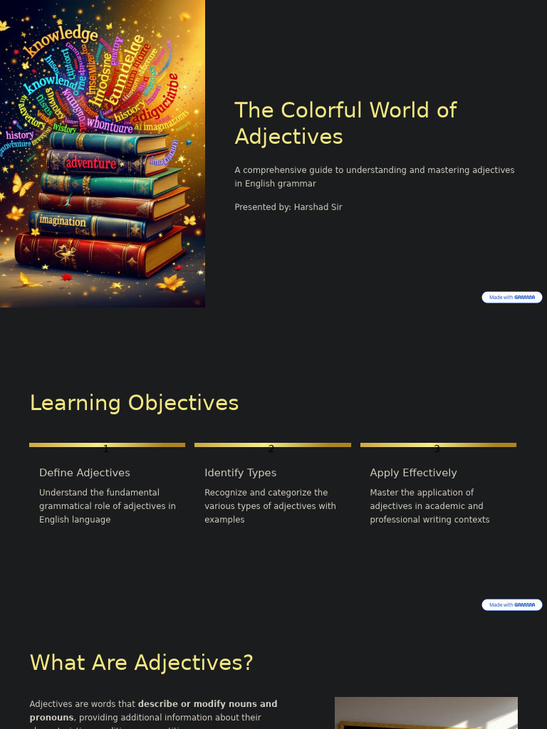 The Colorful World of Adjectives | PDF | Adjective | Noun