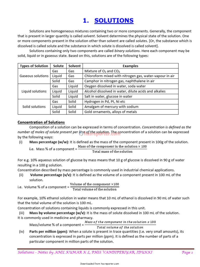 Understanding Solutions and Their Properties | PDF | Solubility | Molar ...