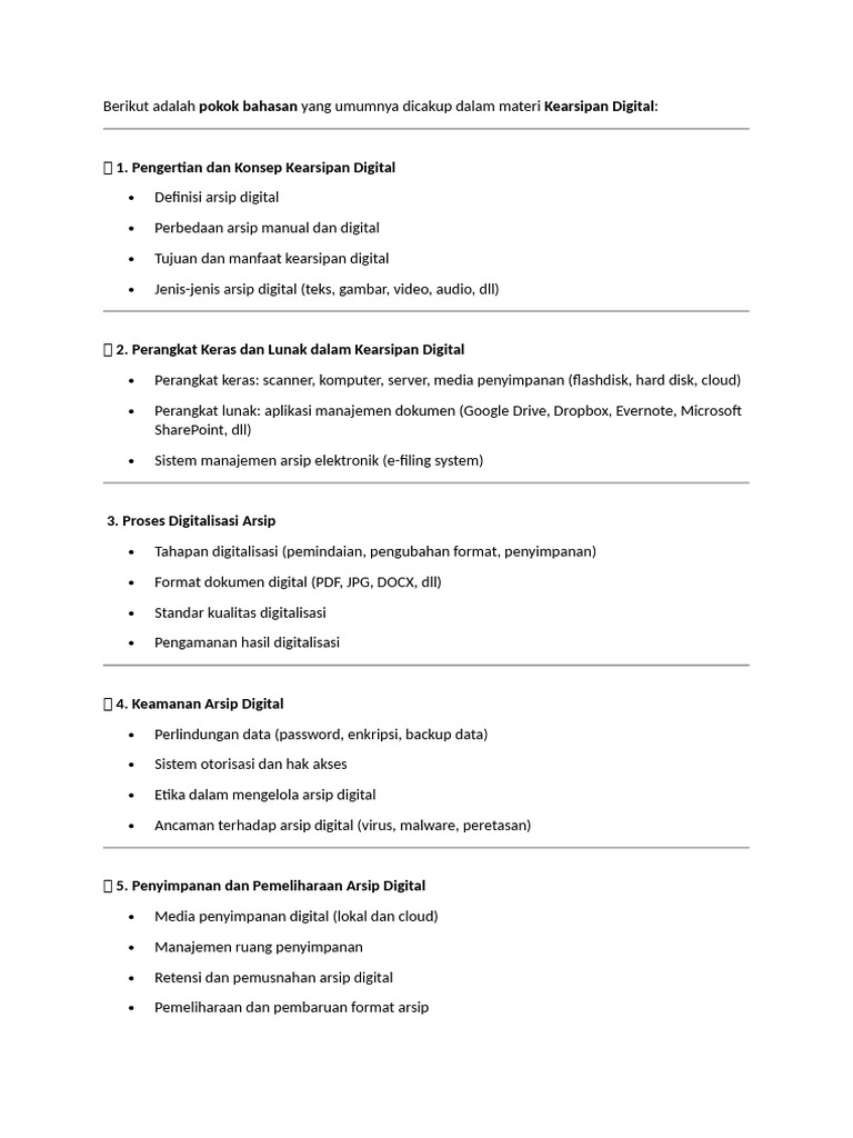 Materi Kearsipan Digital Lengkap | PDF