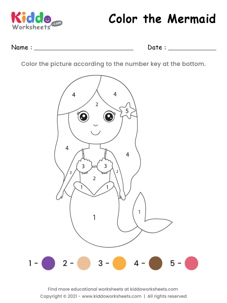 Color The Mermaid Worksheet | PDF