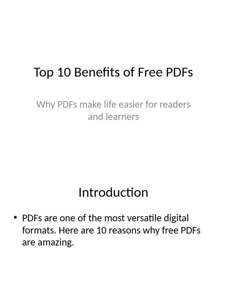 Top 10 Benefits of Free PDFs | PDF