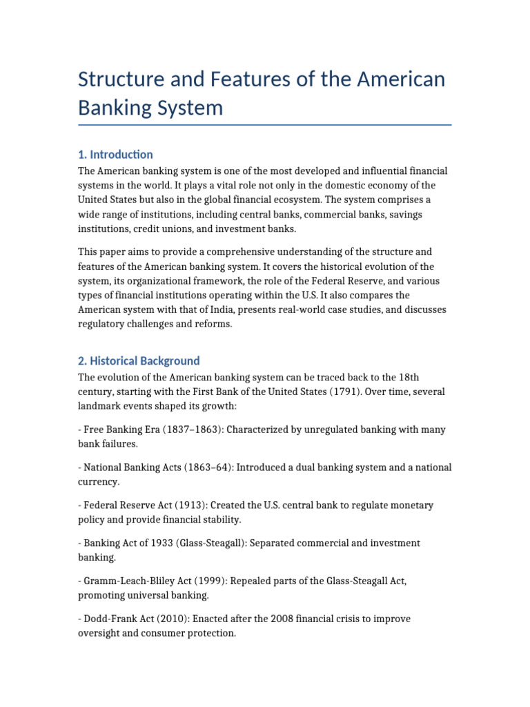 Overview of the American Banking System | PDF | Banks | Federal Reserve
