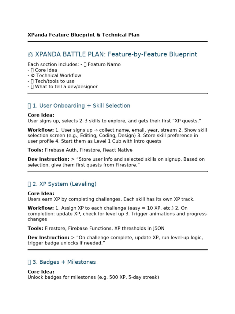 XPanda Feature Blueprint Overview | PDF | Computing | Software