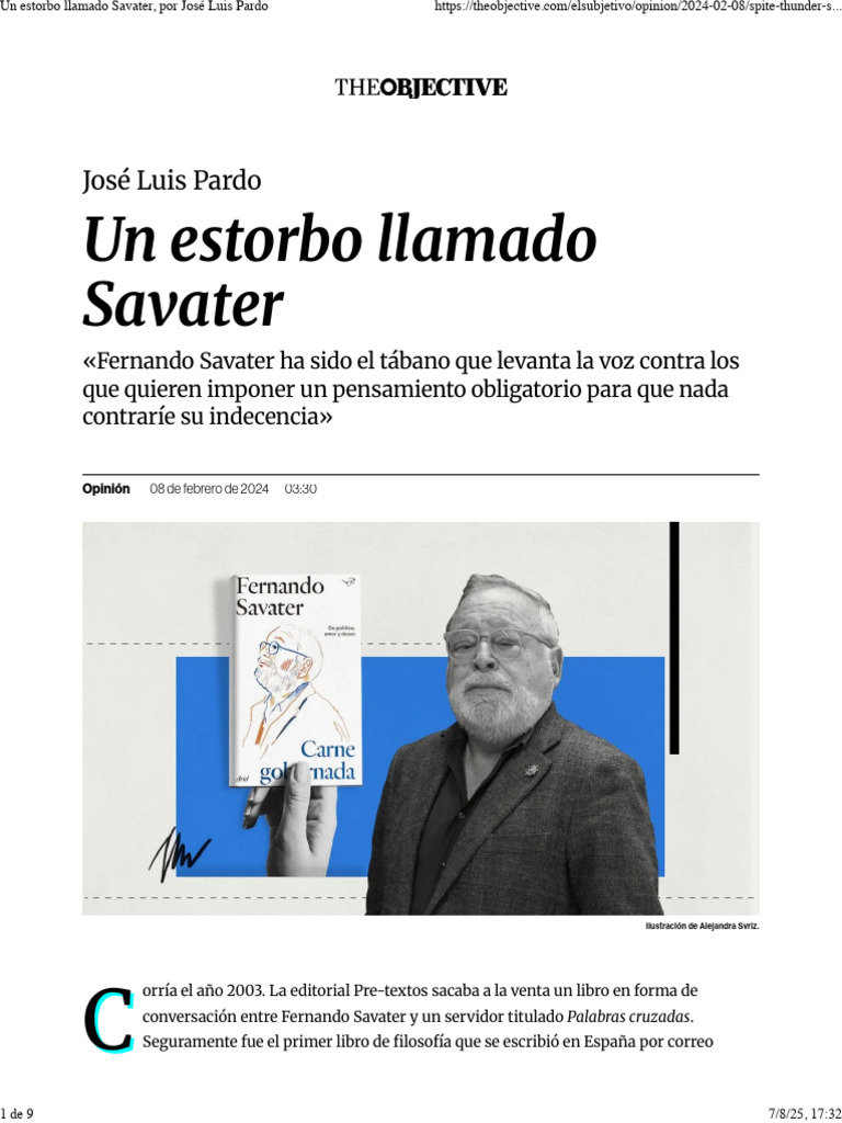 Un Estorbo Llamado Savater, Por José Luis Pardo | PDF | Verdad