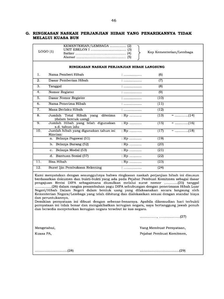 Format Ringkasan Hibah Format G | PDF