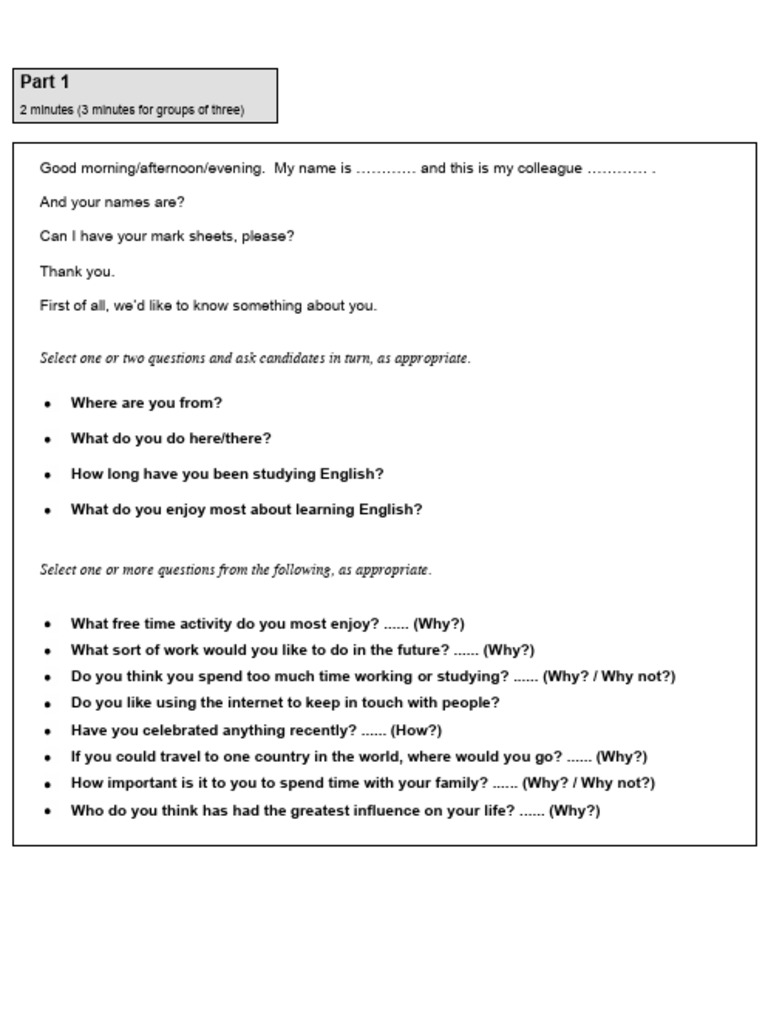 Cambridge Test Speaking Pdf