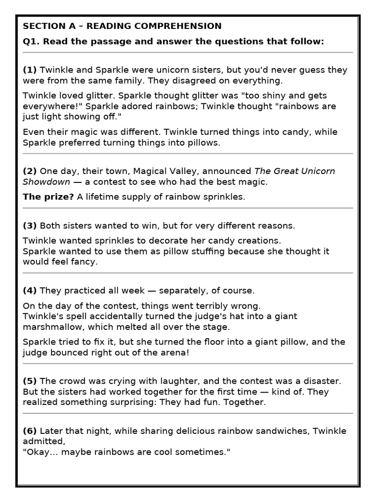 Comprehensions Classwork and Homework | PDF