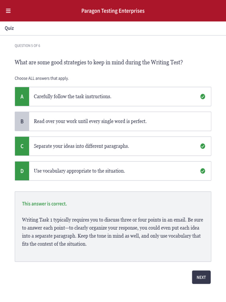Writing Test Strategies Quiz | PDF