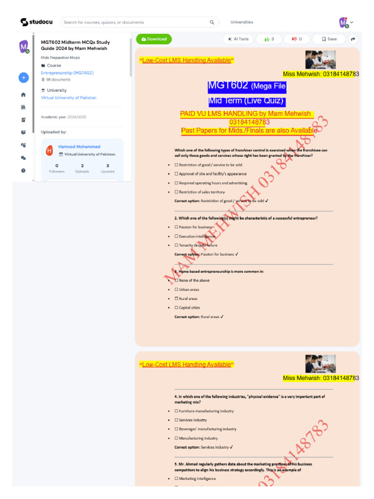 Screencapture Studocu Row Document Virtual University of Pakistan ...