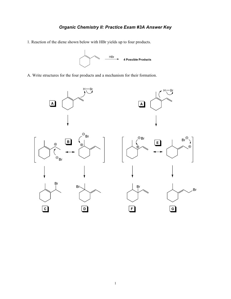 Organic Chemistry II Practice Exam #3A Answer Key | PDF | Chemical ...