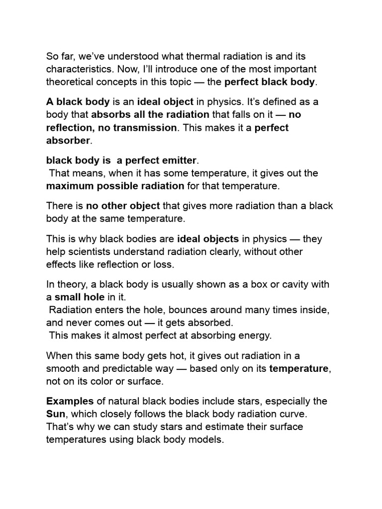 Understanding Perfect Black Bodies in Physics | PDF