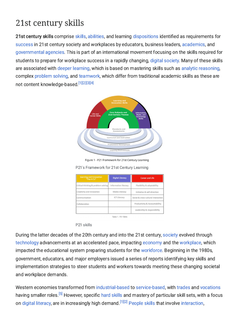 21st Century Skills - Wikipedia | PDF | Learning | Cognition