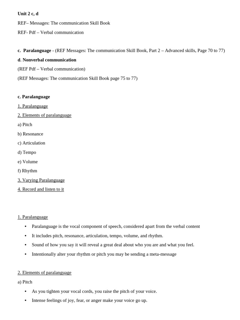 Unit 2 Paralanguage and Verbal Communication | PDF | Human Voice ...