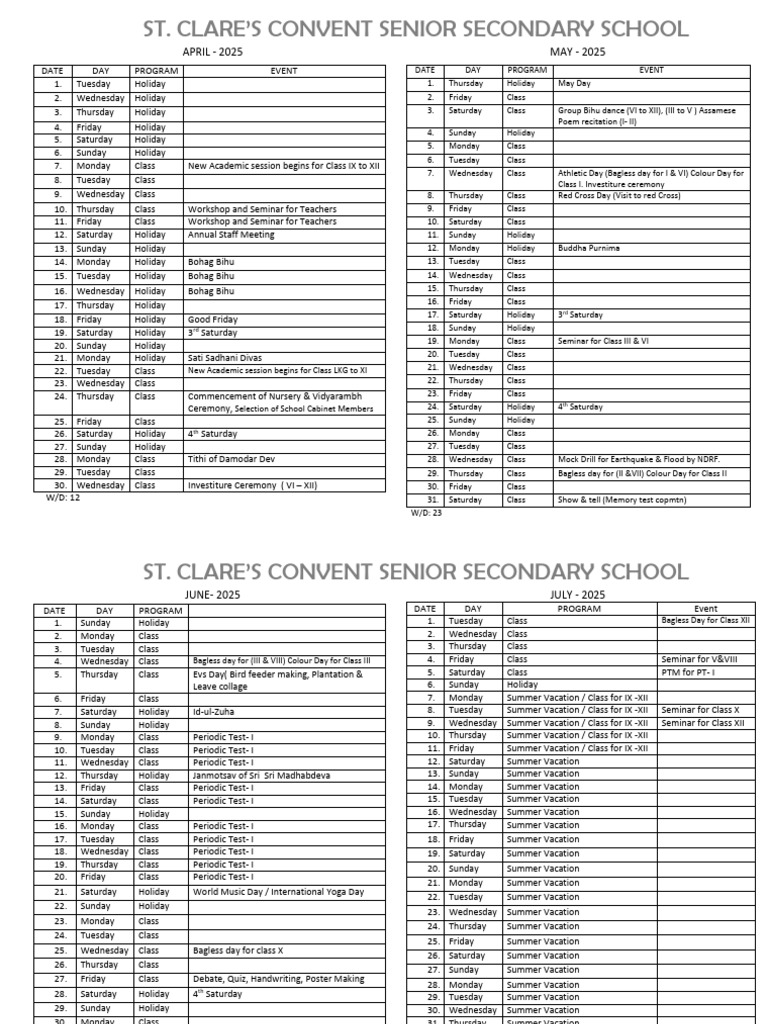 Edisapp EVENT LIST SCCHS 2025-26 (1) 8613 | PDF | Holidays | Observances