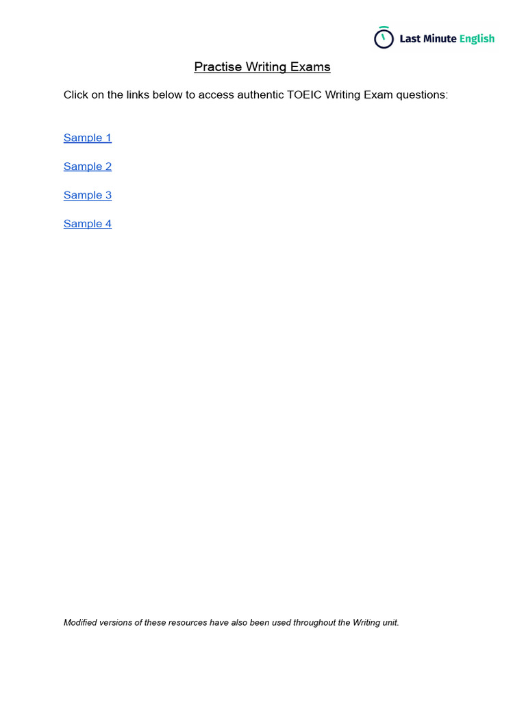 TOEIC Writing Exam Practice Resources | PDF