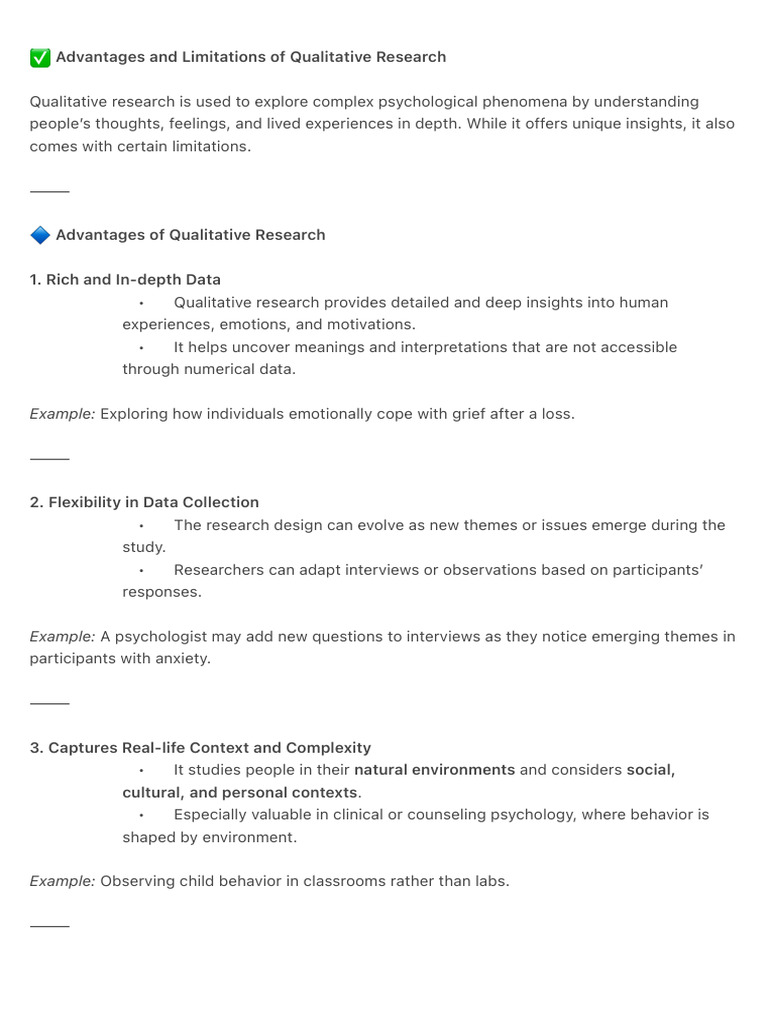 Advantages and Limitations of Qualitative Research 2 | PDF ...
