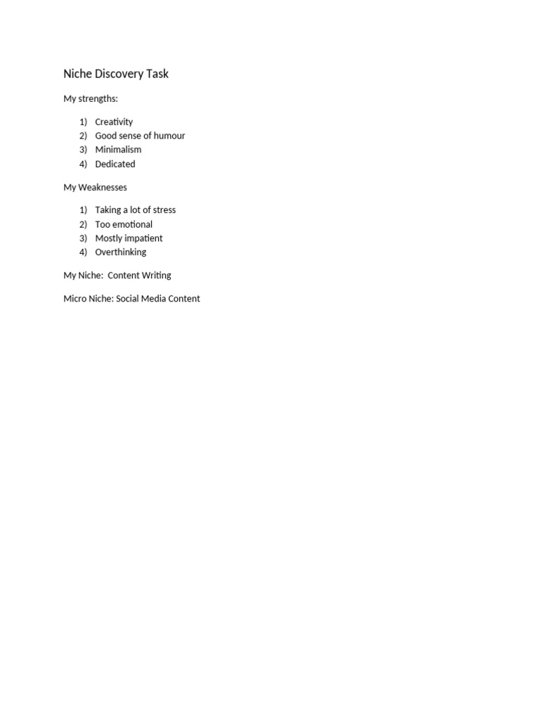 Krupa Shah - Niche Discovery Task | PDF
