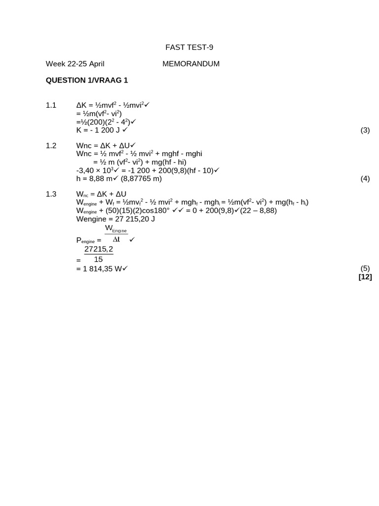 Fast Test 9 Memo | PDF
