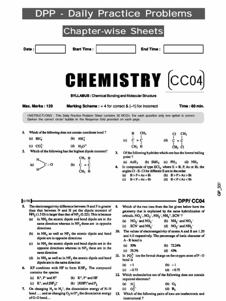 DPP for Chemical Bonding | PDF