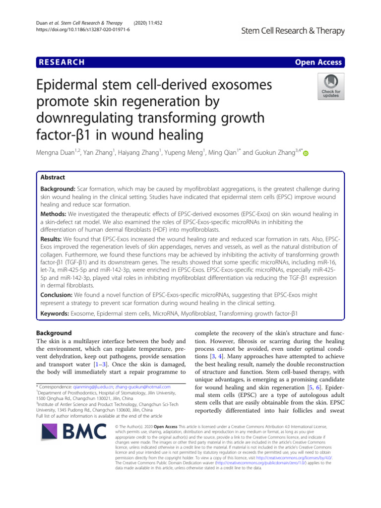 EPSC-Derived Exosomes Enhance Wound Healing | PDF | Scar | Wound Healing