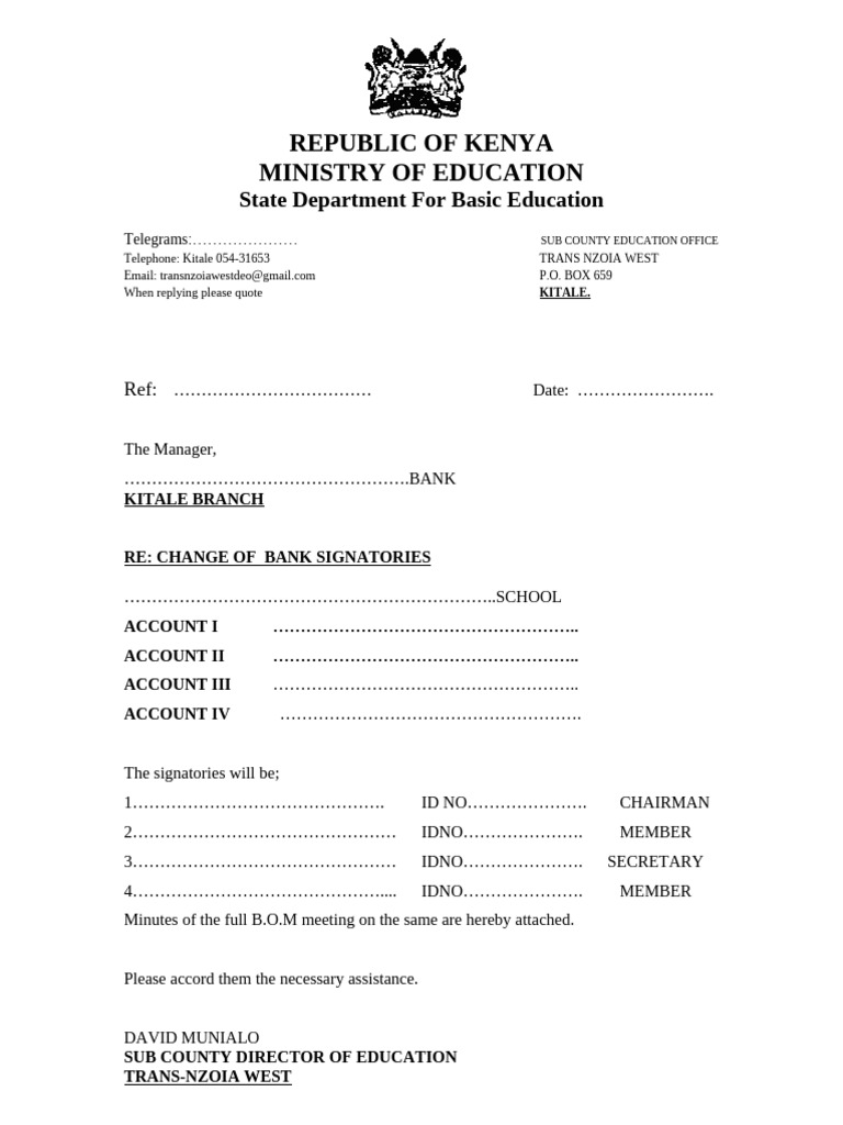 Change of Signatories Form | PDF
