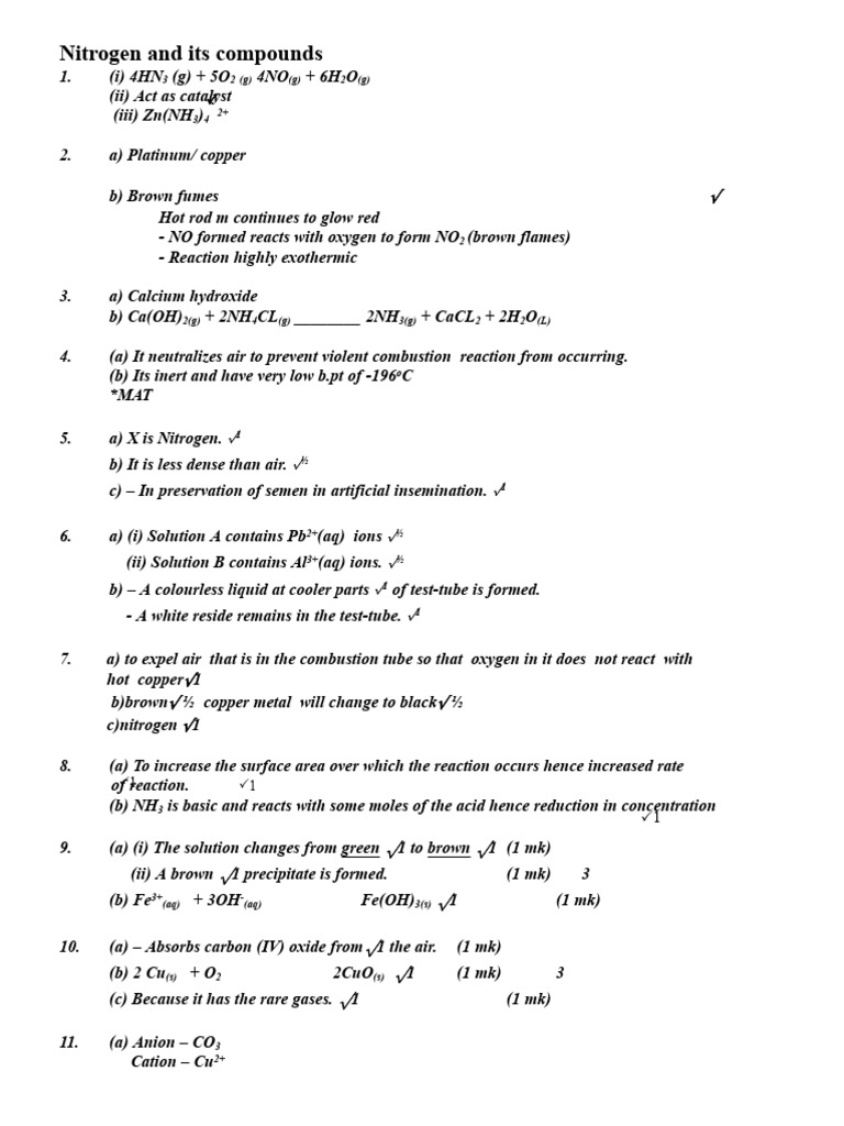 Nitrogen Compounds Overview and Reactions | PDF | Nitrogen | Ammonia