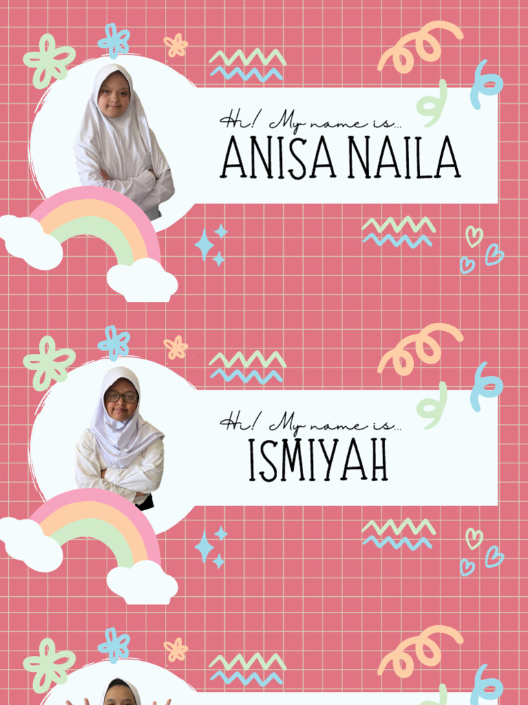 Pink Cute Girly Kids Name Tag | PDF