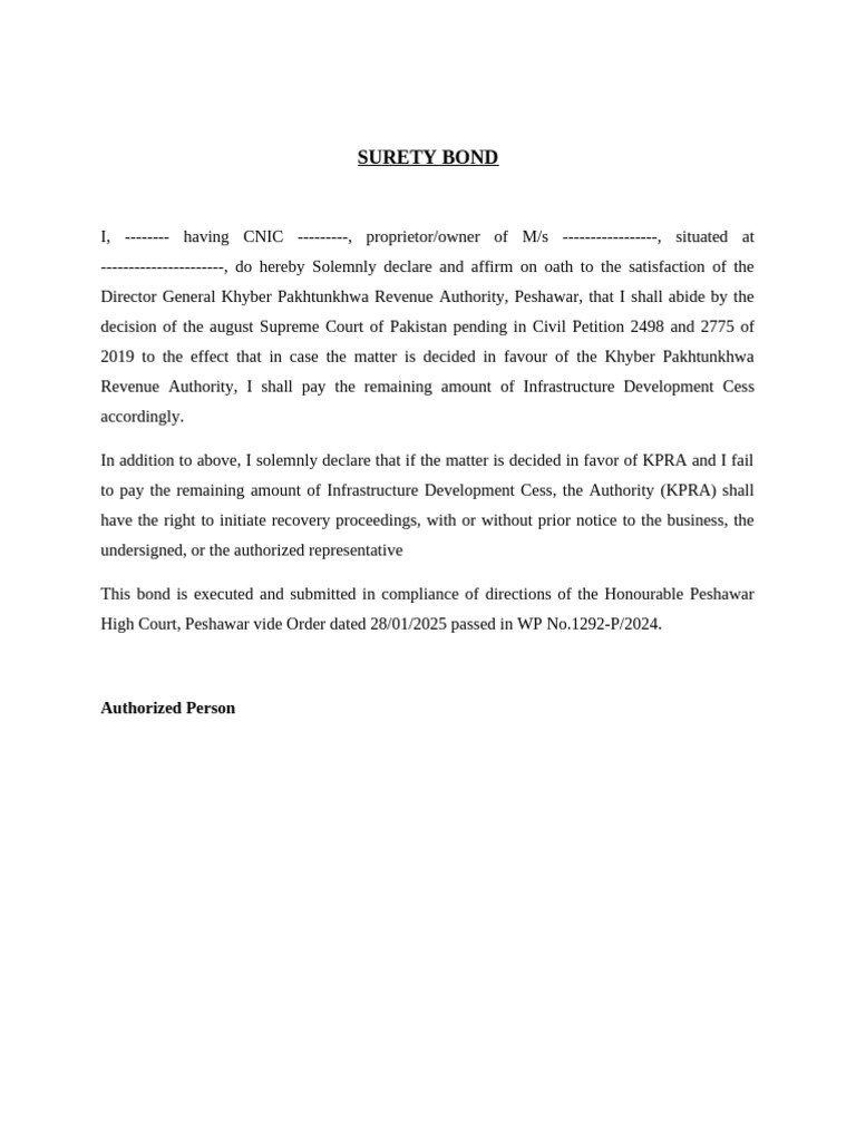 Surety Bond for KPRA Compliance | PDF