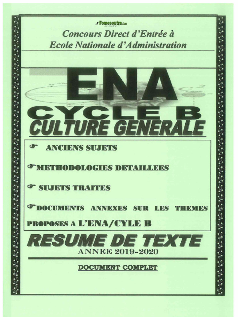 Concours Ena Cycle B Culture Generale by Tehua | PDF
