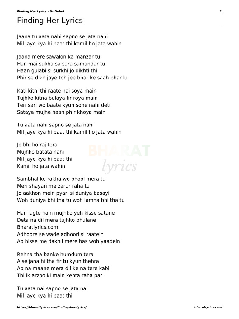 Finding Her Lyrics and Meaning | PDF