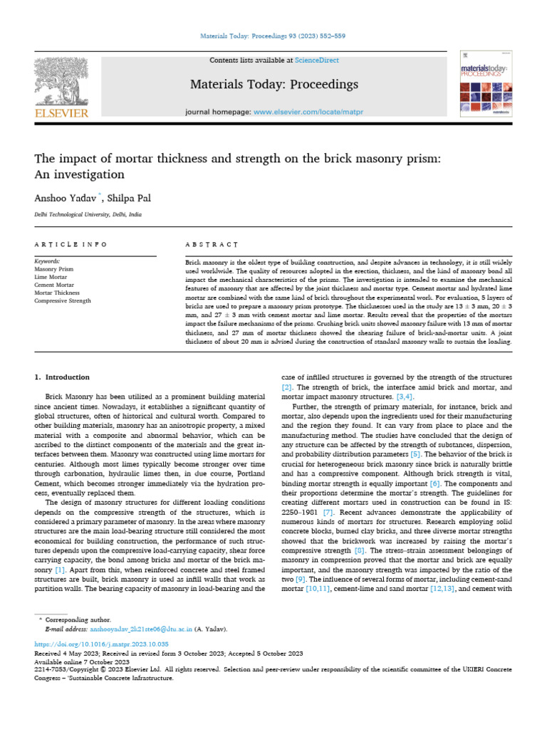Mortar Thickness Impact on Brick Masonry | PDF | Mortar (Masonry ...