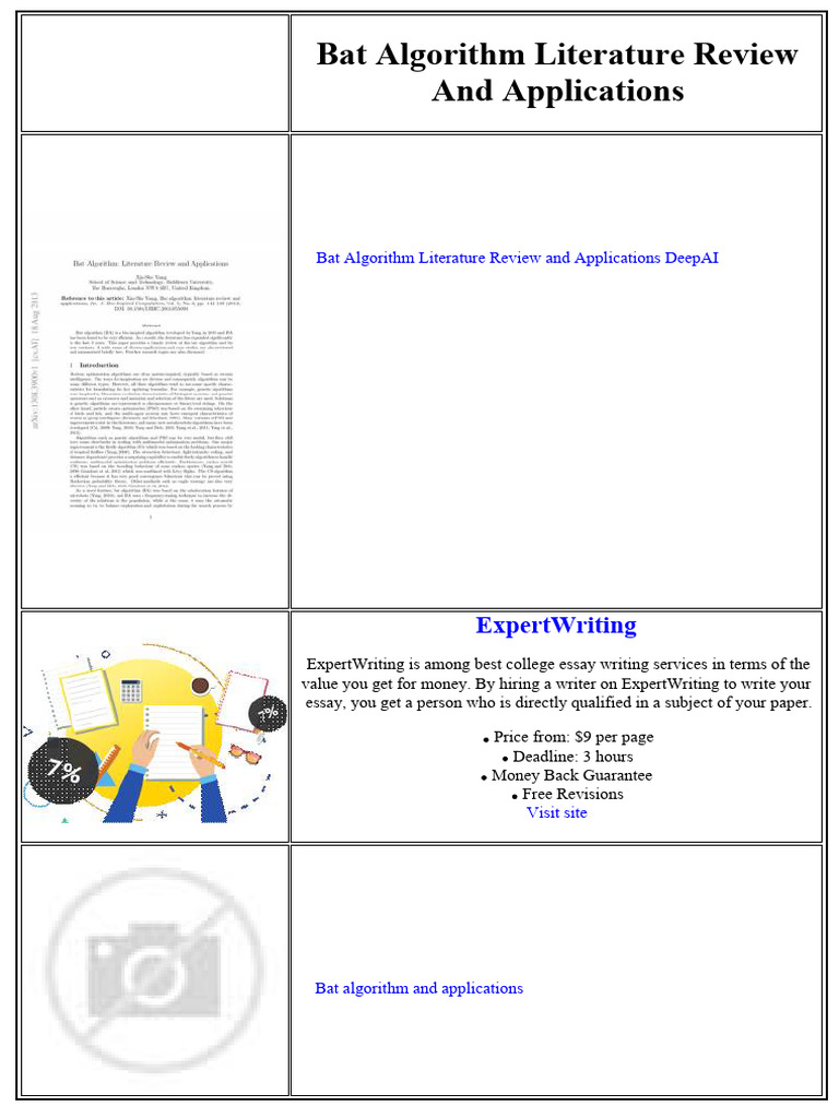 Bat Algorithm Literature Review and Applications | PDF | Metaheuristic | Mathematical Optimization