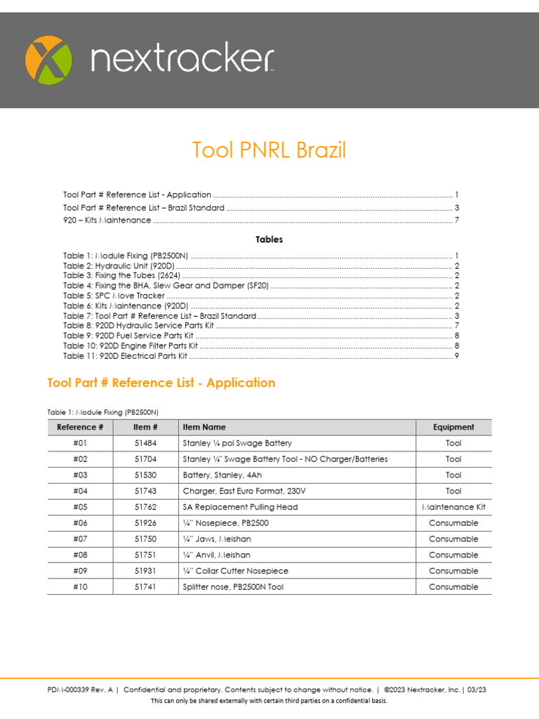 Brazil Tool Part Reference List | PDF | Manufactured Goods