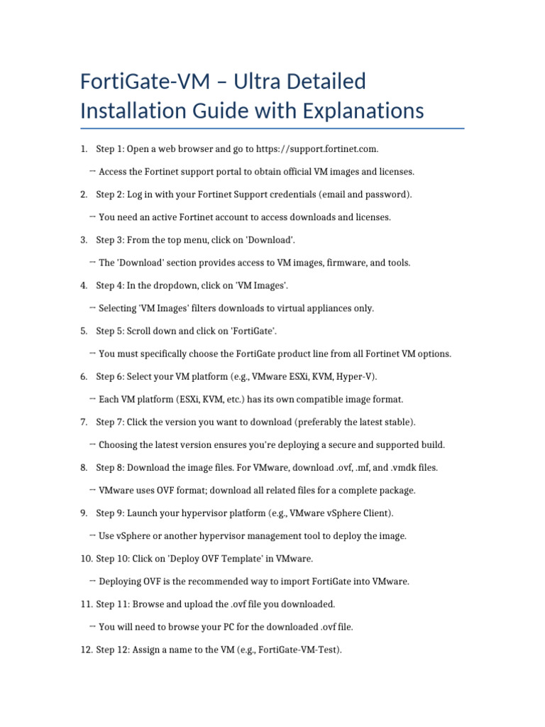 FortiGate VM Ultra Detailed Installation Explained | PDF | Command Line Interface | Virtual Machine