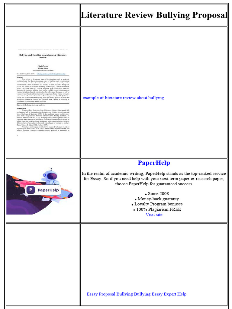 Literature Review Bullying Proposal | PDF | Bullying | Cyberbullying