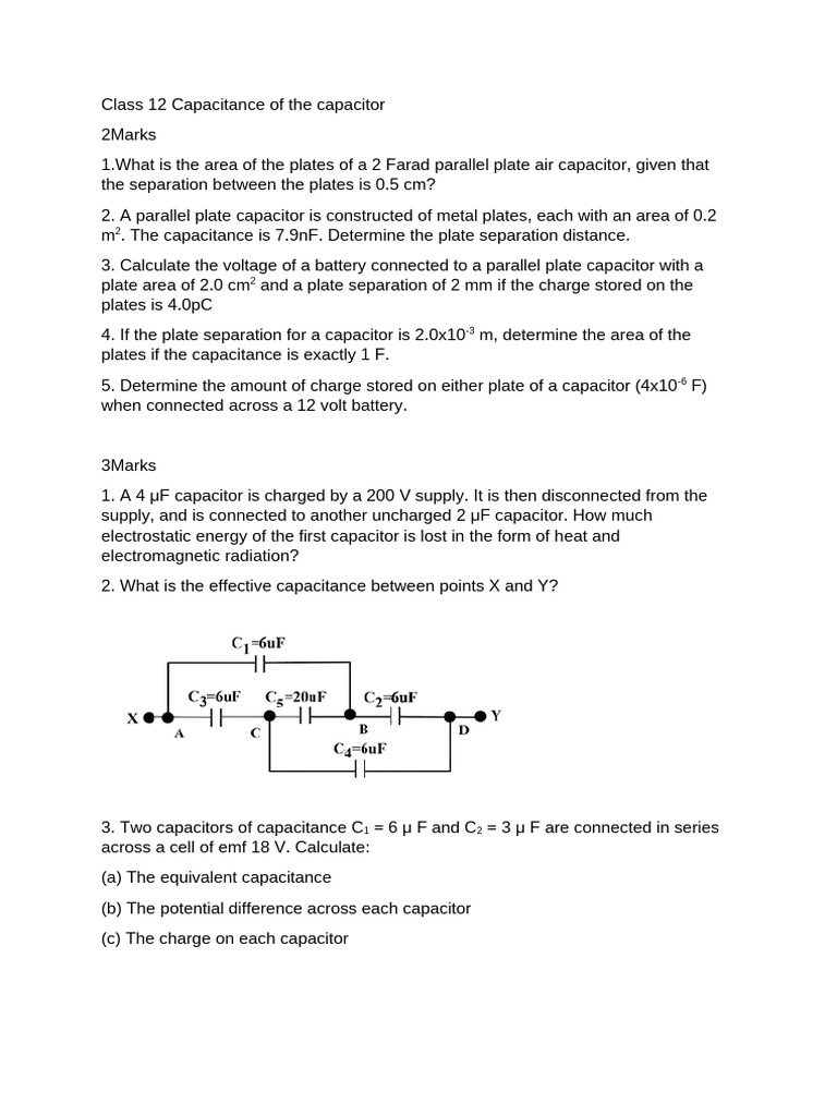 Class 12 Capacitance of The Capacitor | PDF