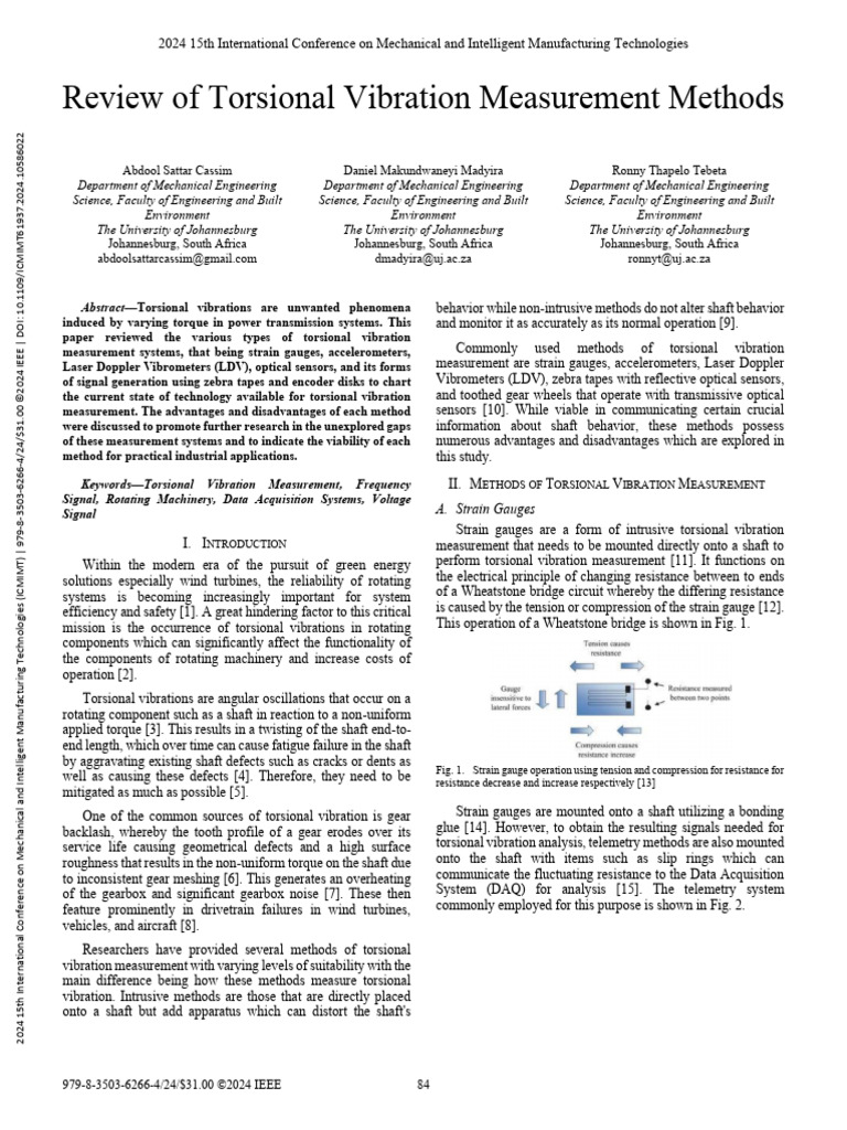 Review of Torsional Vibration Measurement Methods | PDF | Accelerometer | Optics