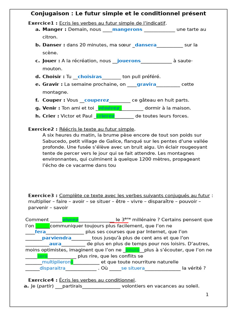 Futur simple et conditionnel présent | PDF