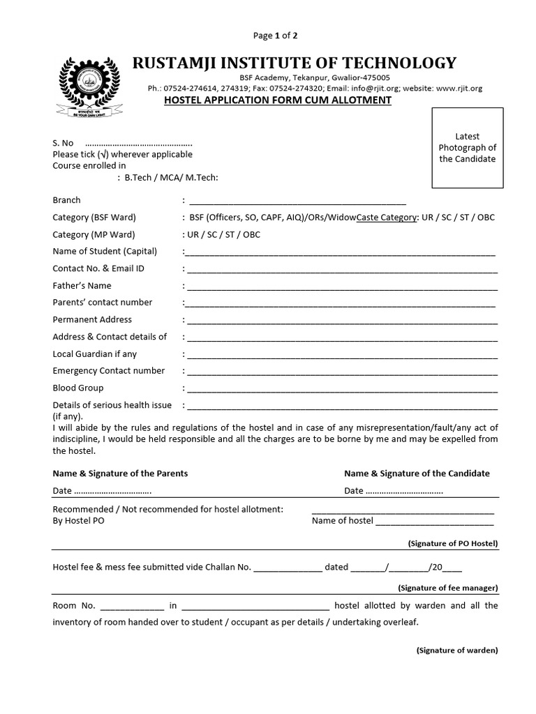 Hostel Admission Form | PDF | Chess Openings | Chess